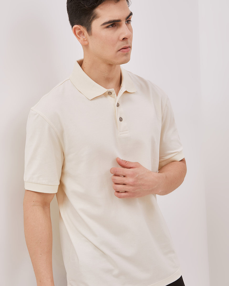 VALINO Men's Cream Polo Shirt